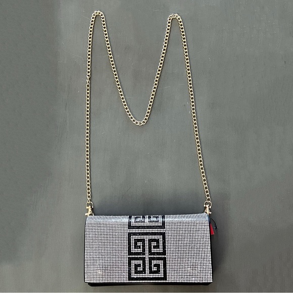 High Heels on the High Road | Bags | Black Greek Key Silver Crystal ...